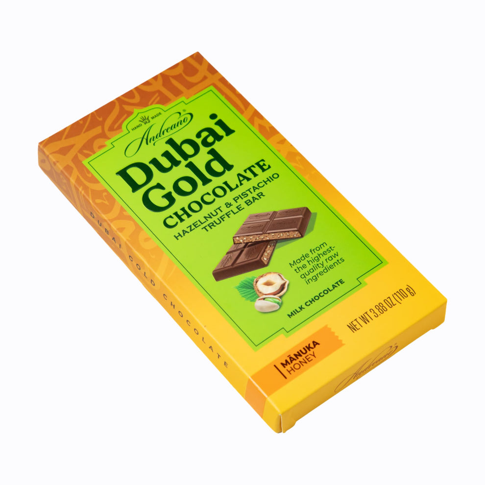 Dubai Gold Chocolate - Hazelnut & Pistachio Truffle Bar Milk Chocolate ...