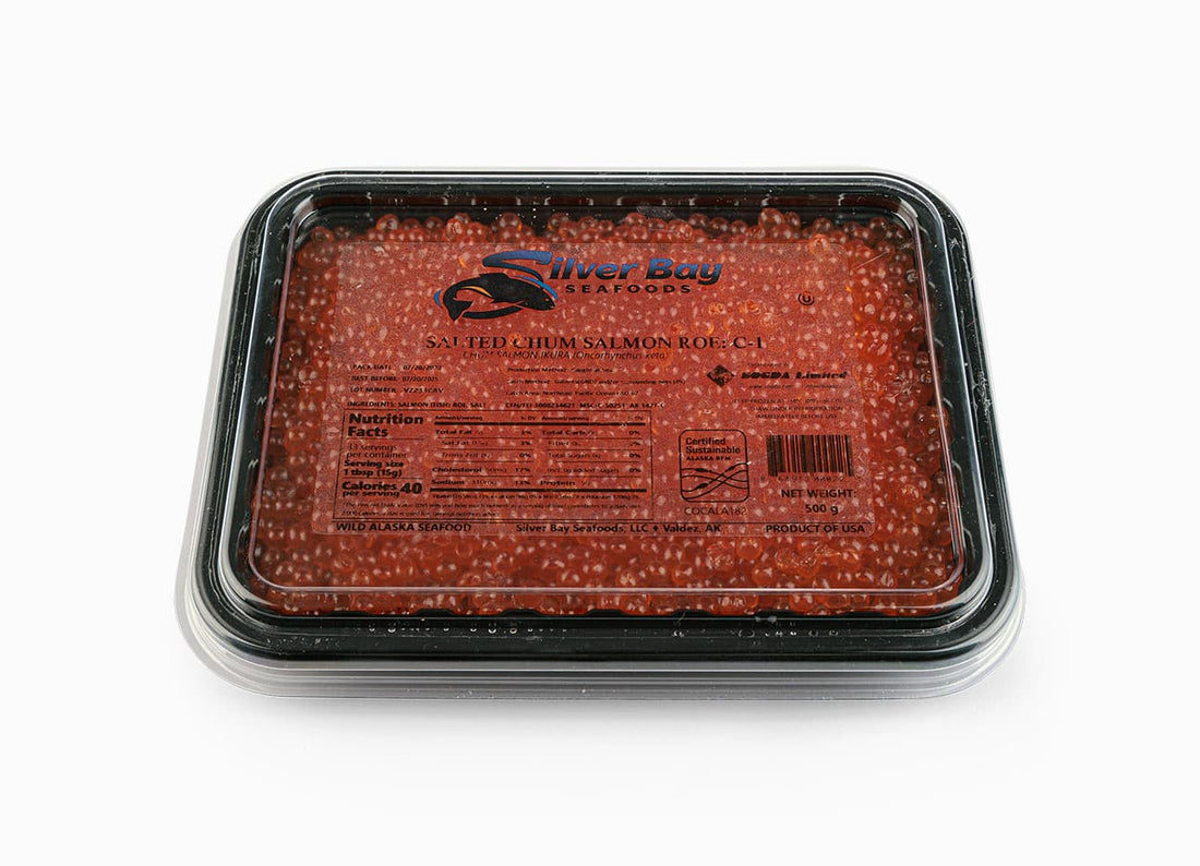 Wild Alaskan Chum Salmon Red Caviar Silver Bay (Grade 1) 17.6 oz / 500g ...