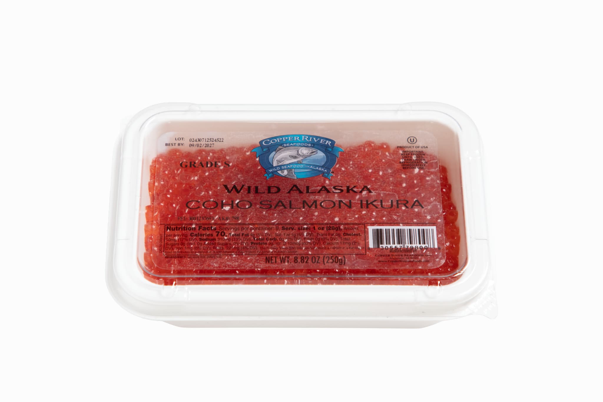 Wild Alaskan Coho Salmon Caviar Copper River (Grade 1) 8.82 oz / 250g ...